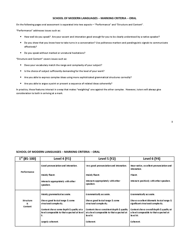 Bristol Oral Criteria | PDF | Grammar | Semiotics