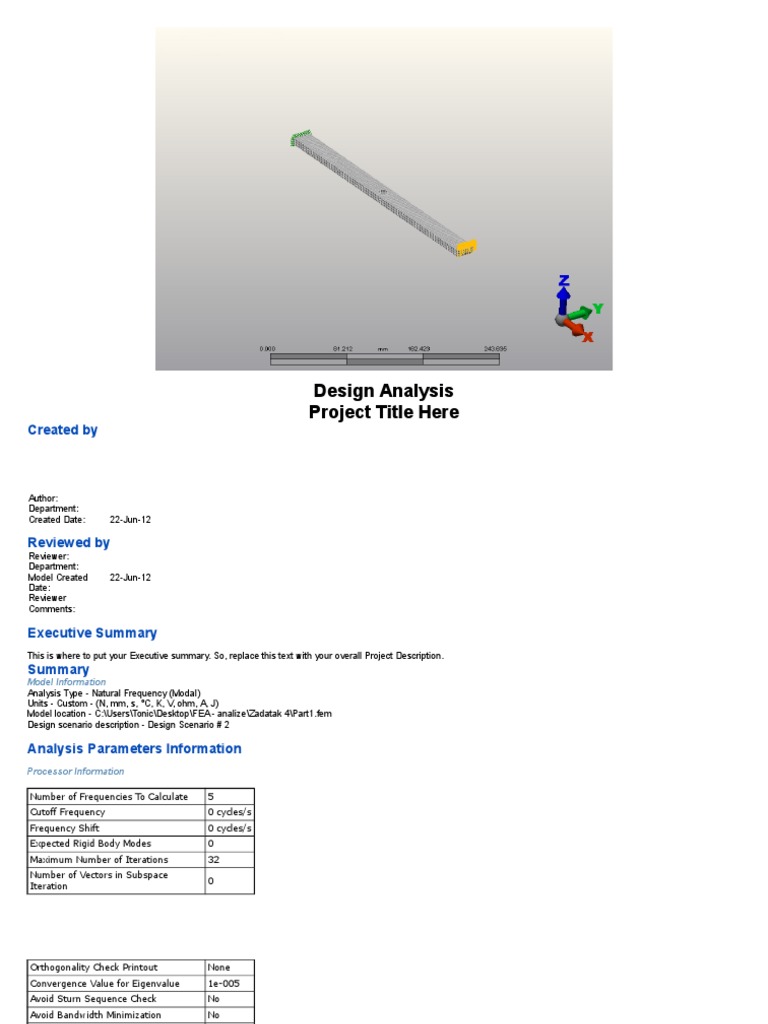 Design Analysis Project Title Here: Created by | PDF | Finite Element Method | Matrix (Mathematics)