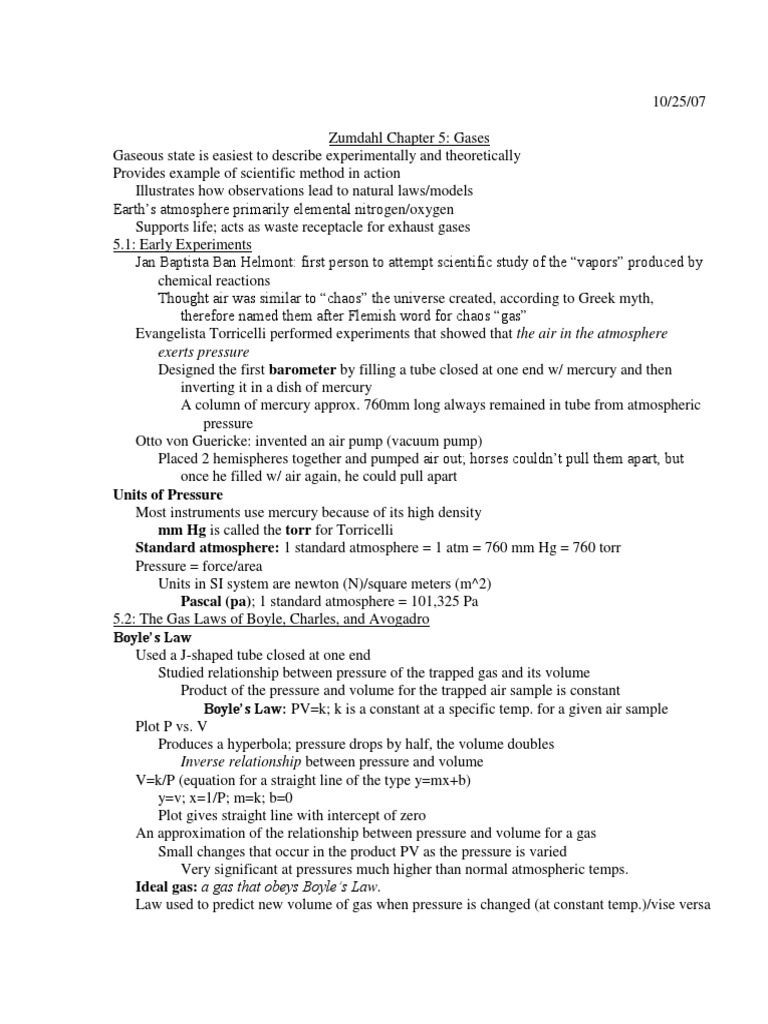 Zumdahl Chapter 5 | PDF | Gases | Temperature