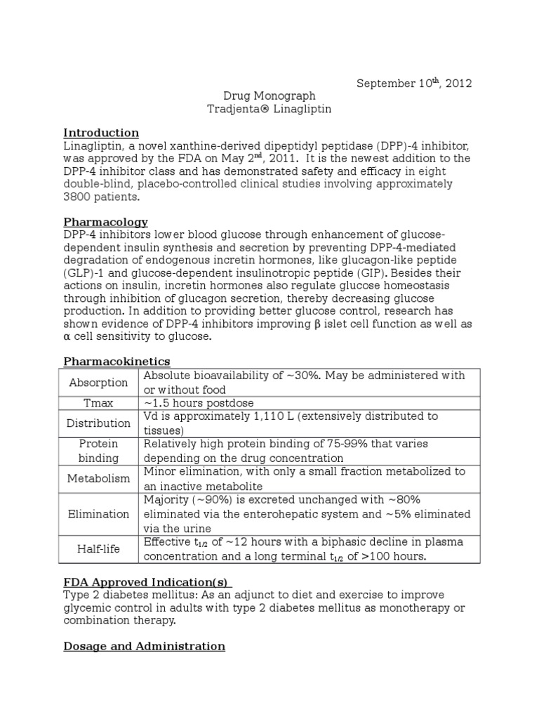 Linagliptin Drug Monograph | Diabetes Management | Insulin