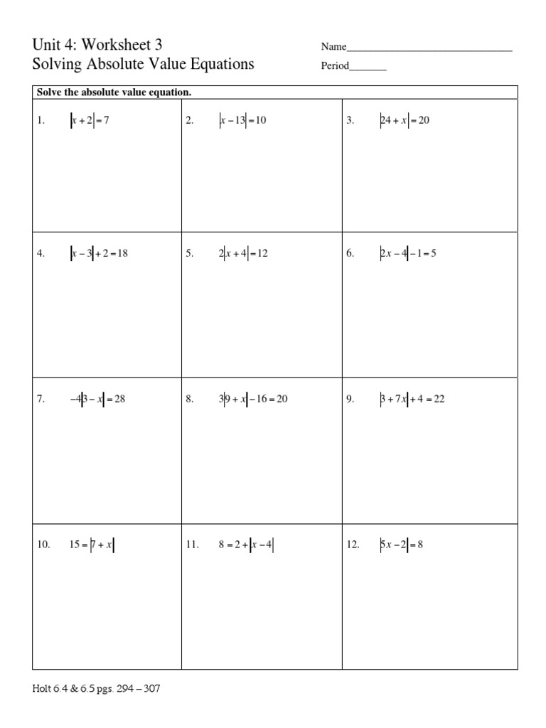Algebra: Absolute Value Equations | PDF