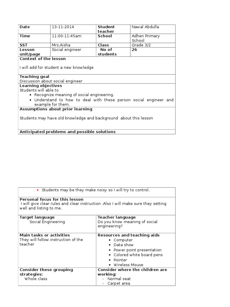 Lesson of Social Engineer The Lesson Was Repeat But Another Class | PDF ...