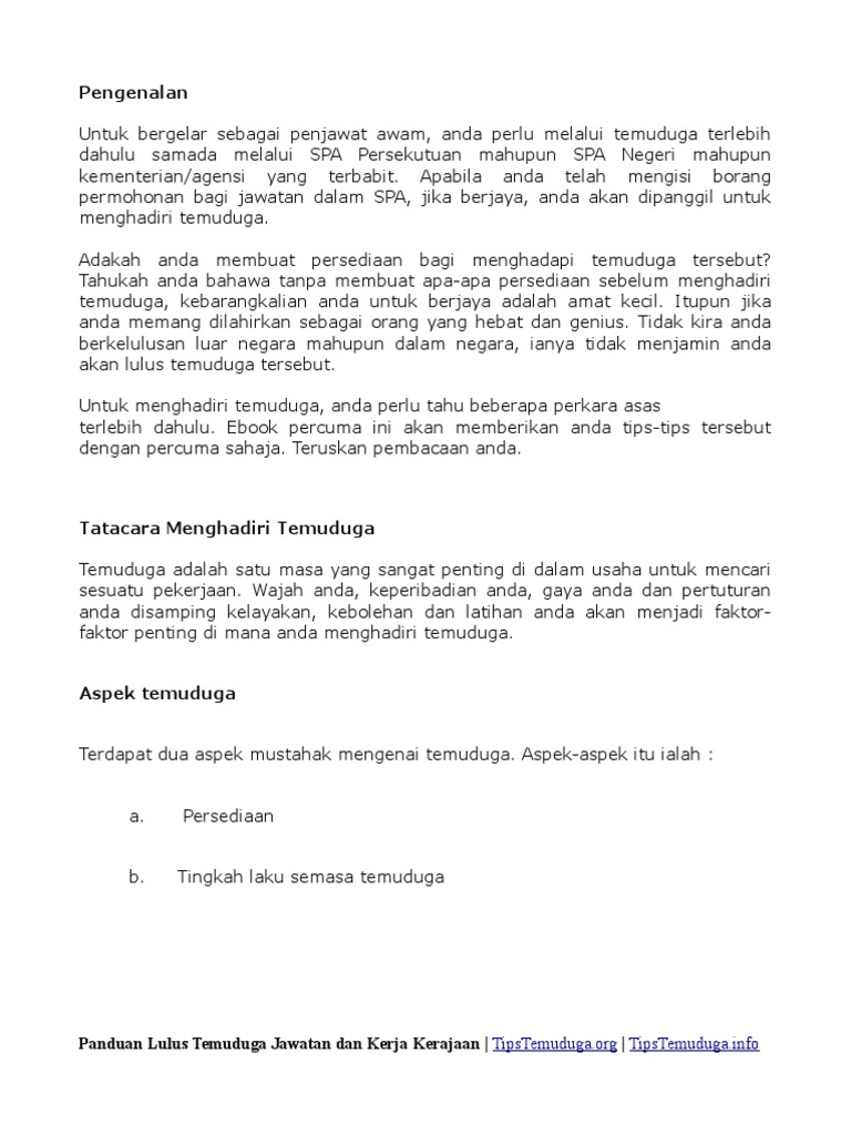Tips Temuduga | PDF