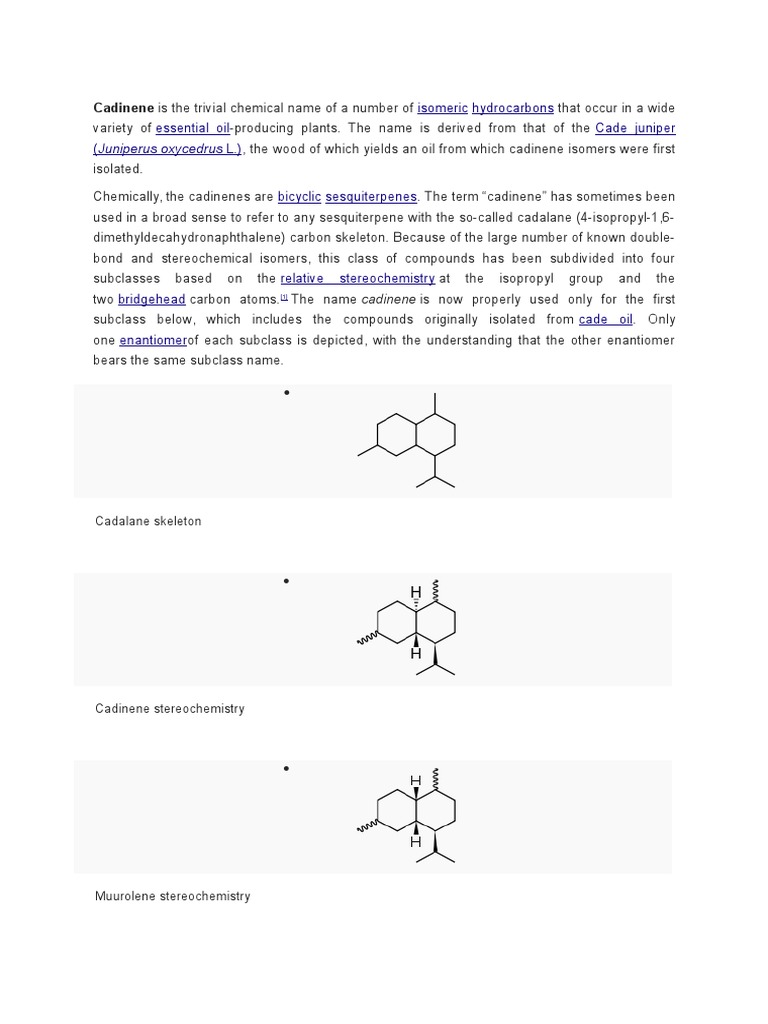 Cadinene Is The Trivial Chemical Name of A Number of | Download Free ...