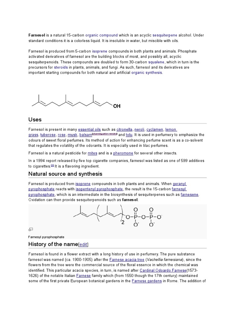 Farnesol Is A Natural 15-Carbon: Farnesyl Pyrophosphate | Download Free ...