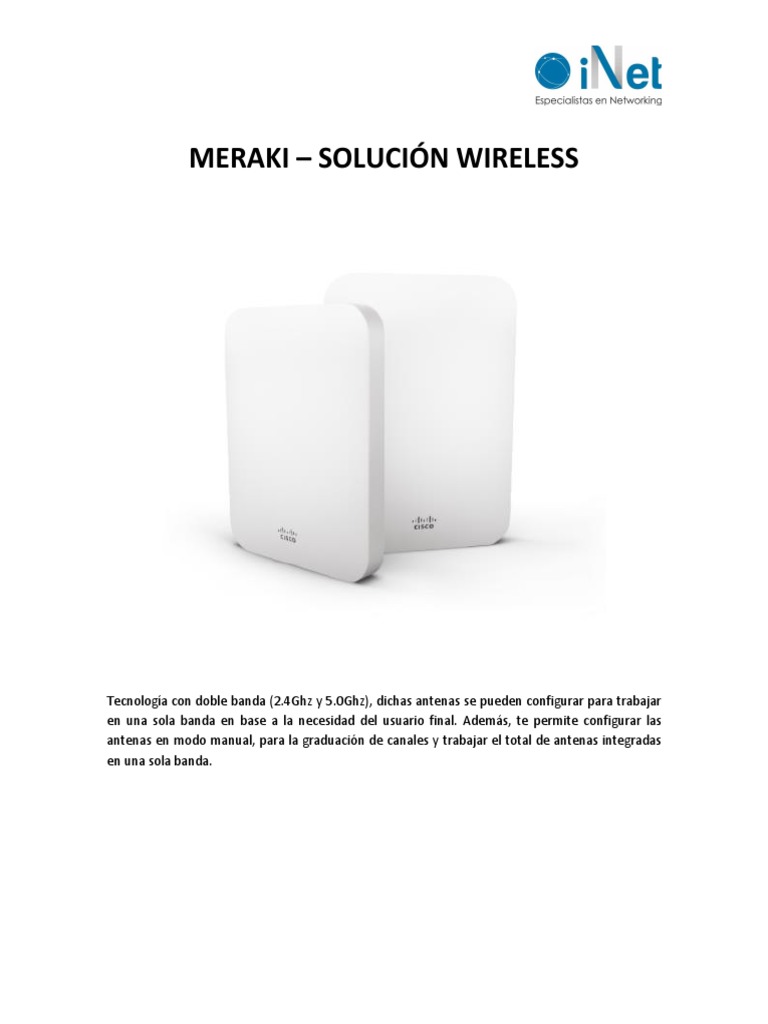 Presentación Meraki Wireless PDF | PDF | Punto de acceso inalámbrico | Wifi