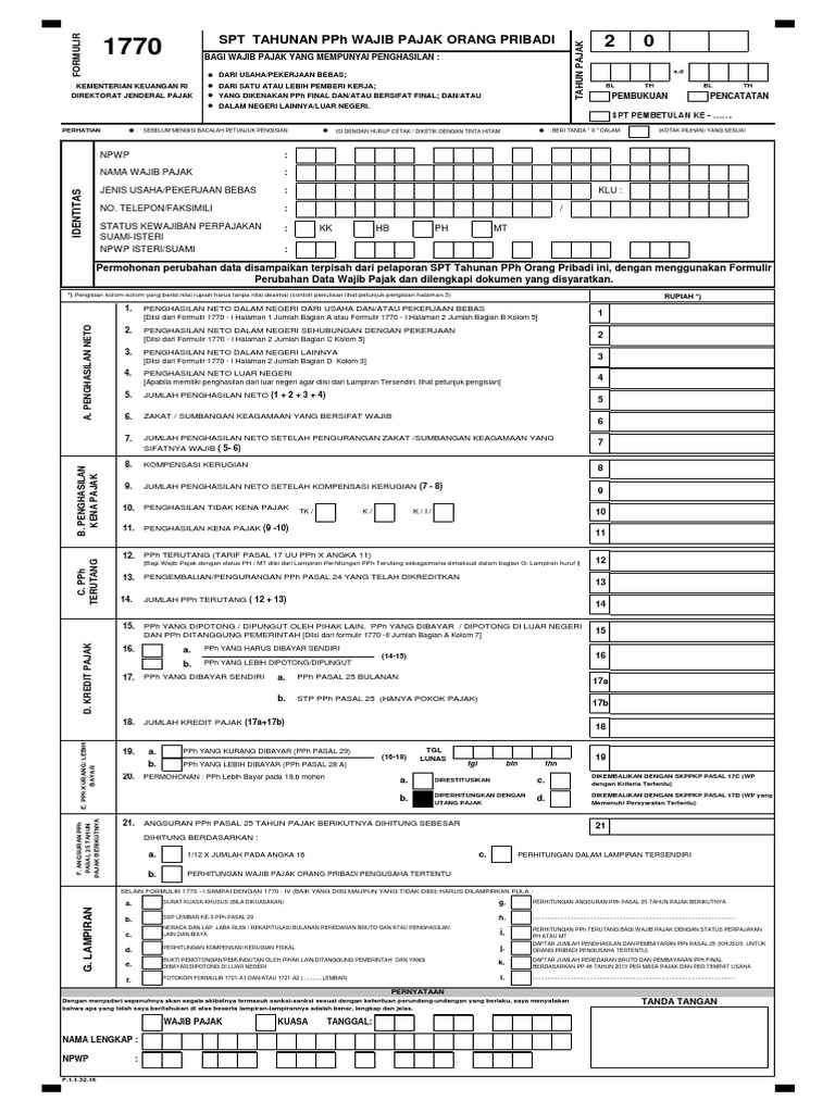 Formulir SPT 1770 | PDF