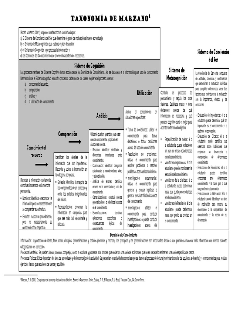 Taxonomía Marzano | Conocimiento | Toma de decisiones