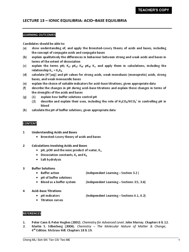 13.ionic Equilibria Notes | PDF | Acid | Ph 13.ionic Equilibria Notes | PDF | Acid | Ph