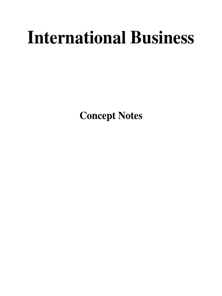 Concept Notes On International Business | PDF | International Business ...