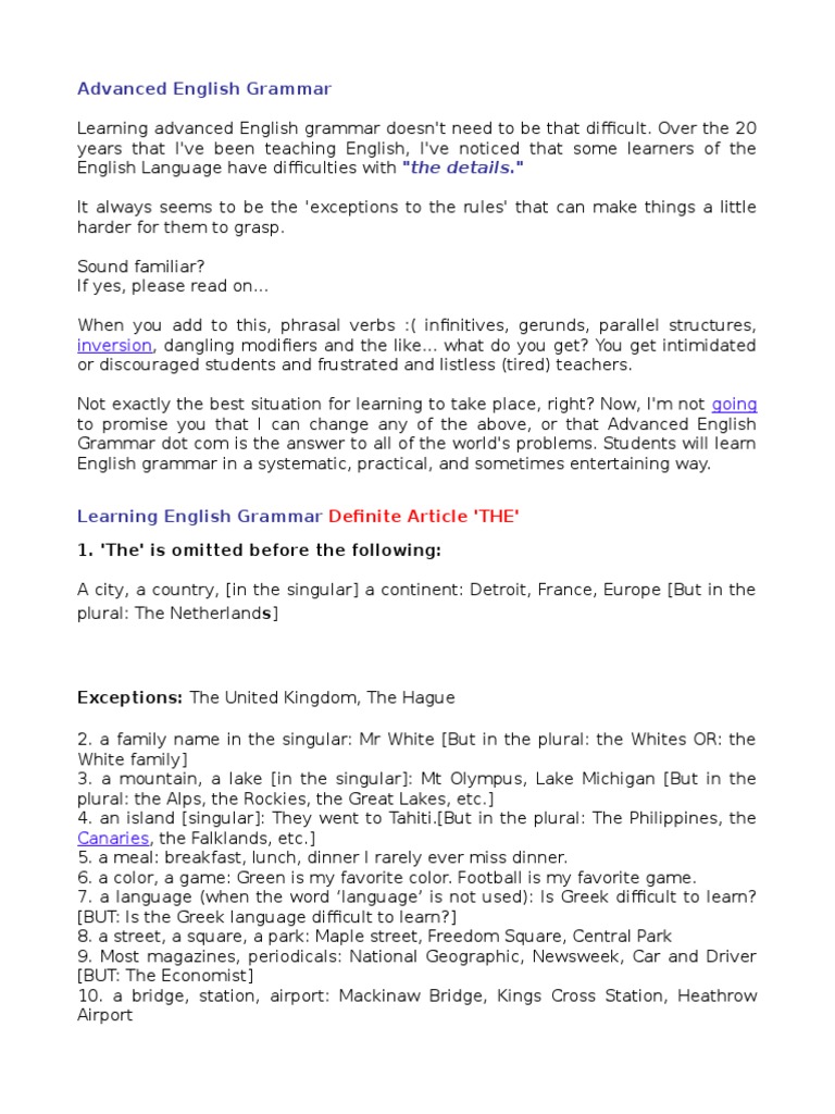 Advanced English Grammar | PDF | Punctuation | English Grammar