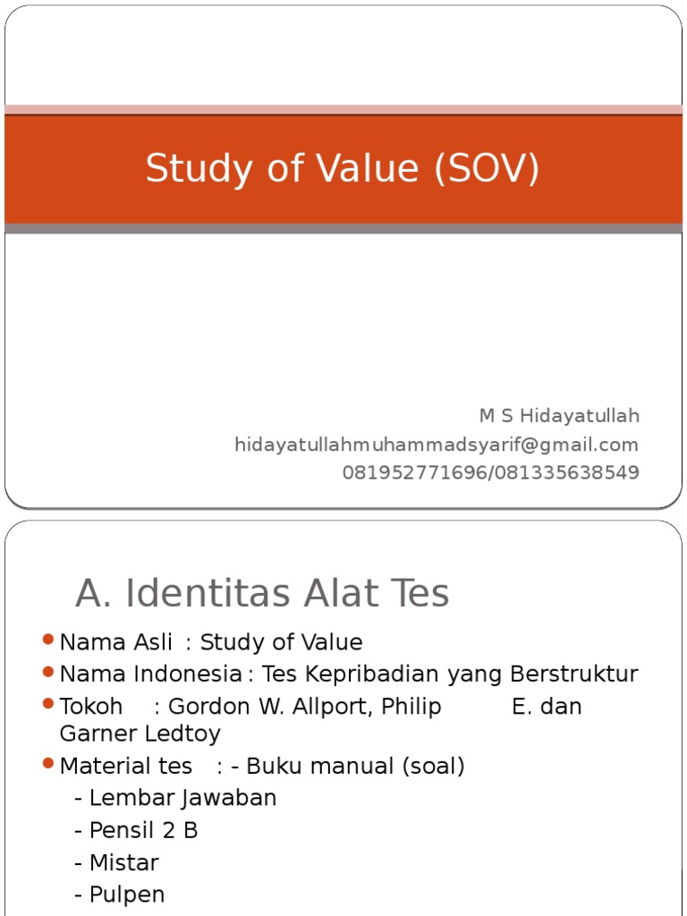 07-Study of Value (SOV) | PDF