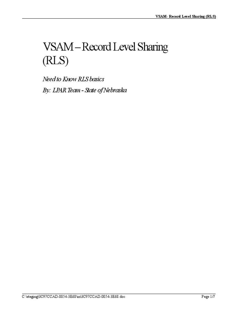 Vsam Rls Basics | PDF | Backup | Information Retrieval