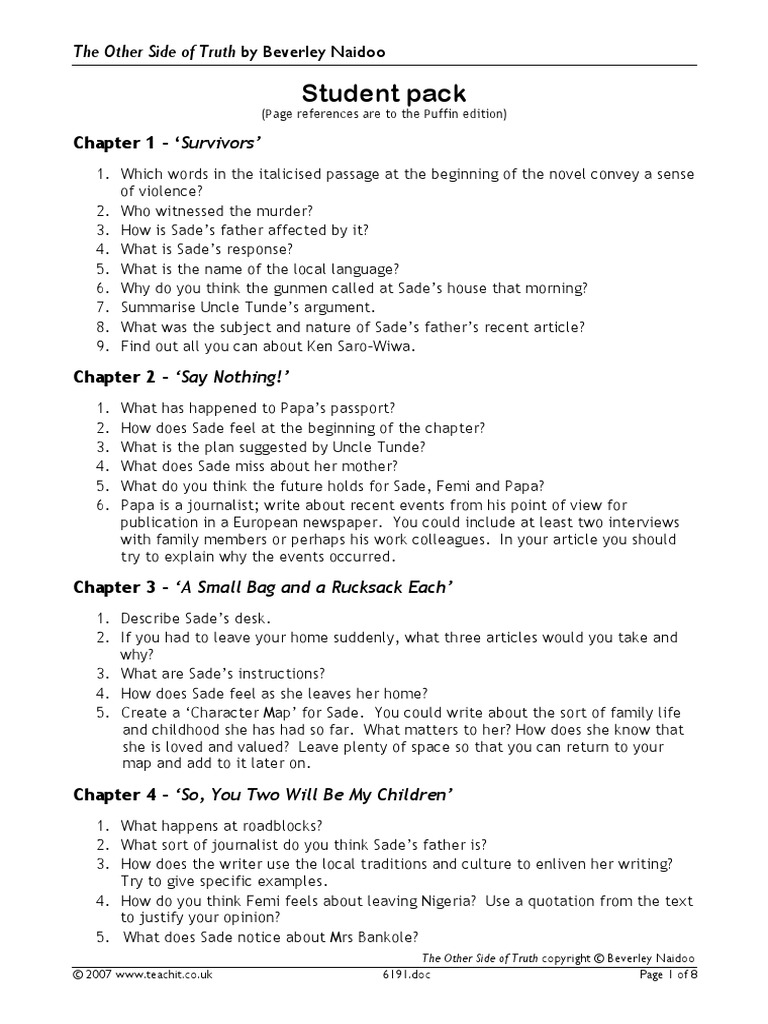 Other Side of Truth Questions | PDF