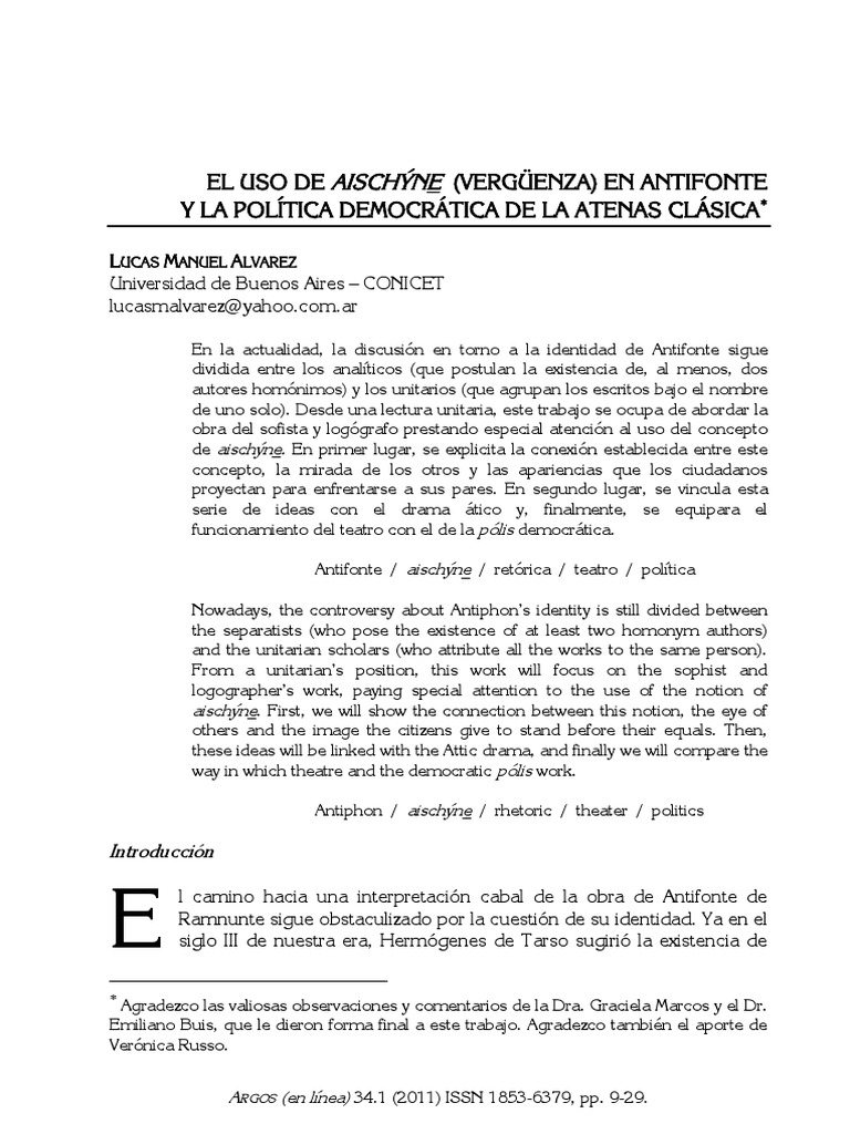 Alvarez Antifonte | PDF | Vergüenza | Retórica