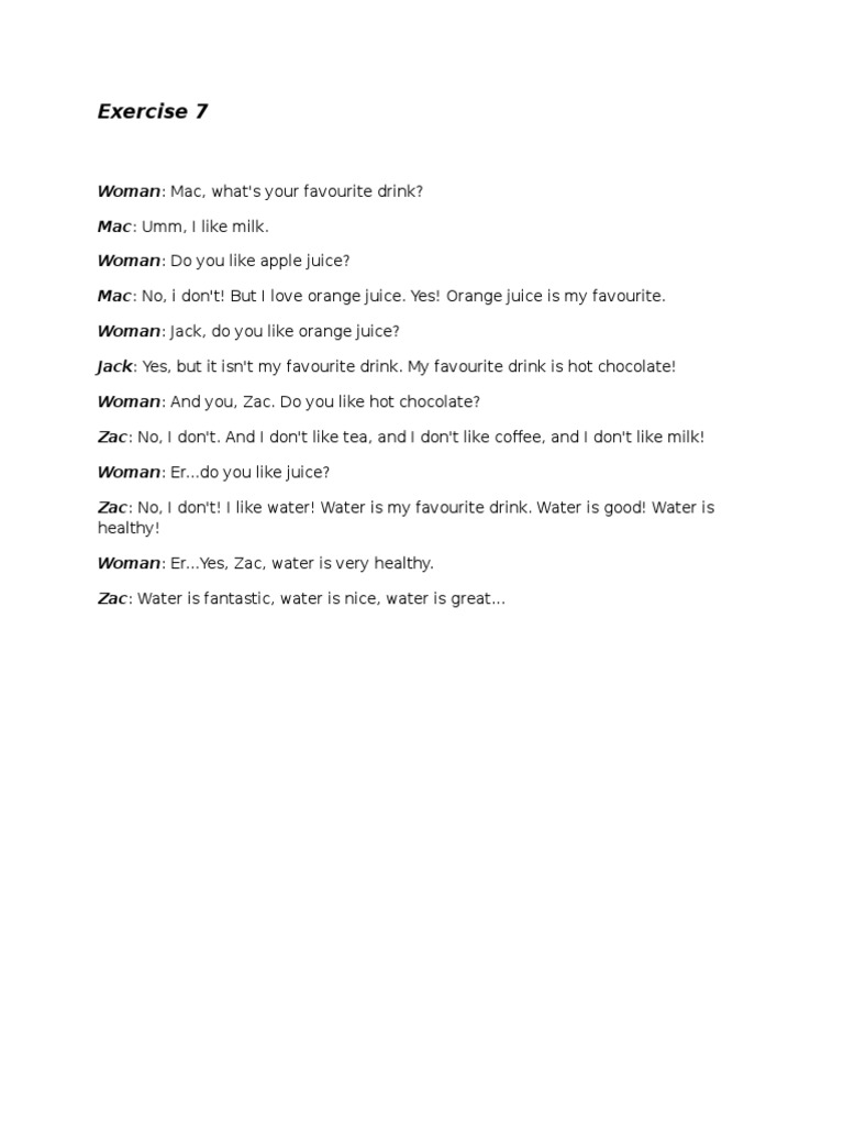Favorite Drinks Conversation Exercise | PDF