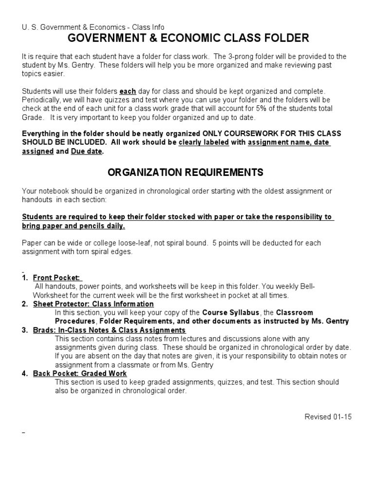 Student Folder Guidelines | PDF