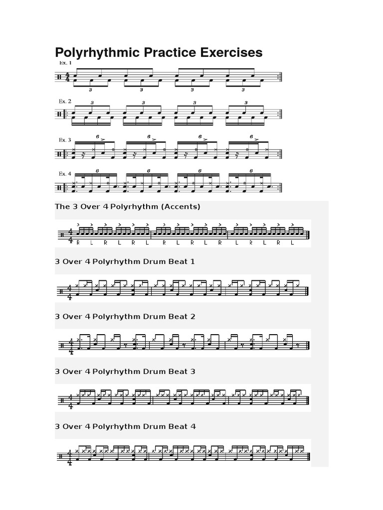 3 Over 4 Polyrhythm Exercises | PDF