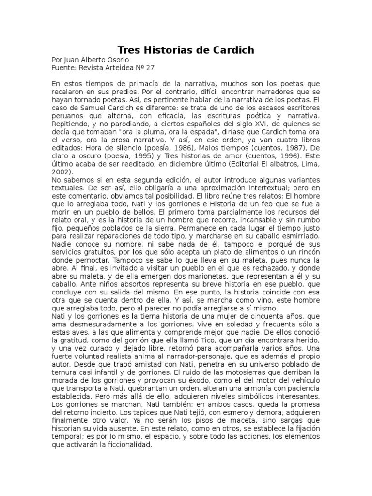 Samuel Cardich | PDF | Cuentos | Narración