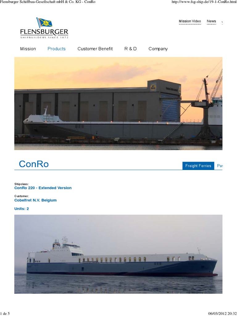 FSG ConRo Ship Designs For Cargo & Vehicle Transport | PDF | Watercraft ...