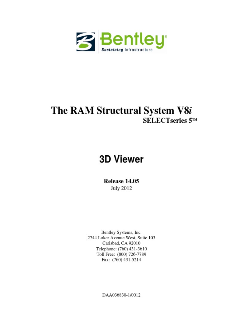 The RAM Structural System V8i: 3D Viewer | Download Free PDF ...