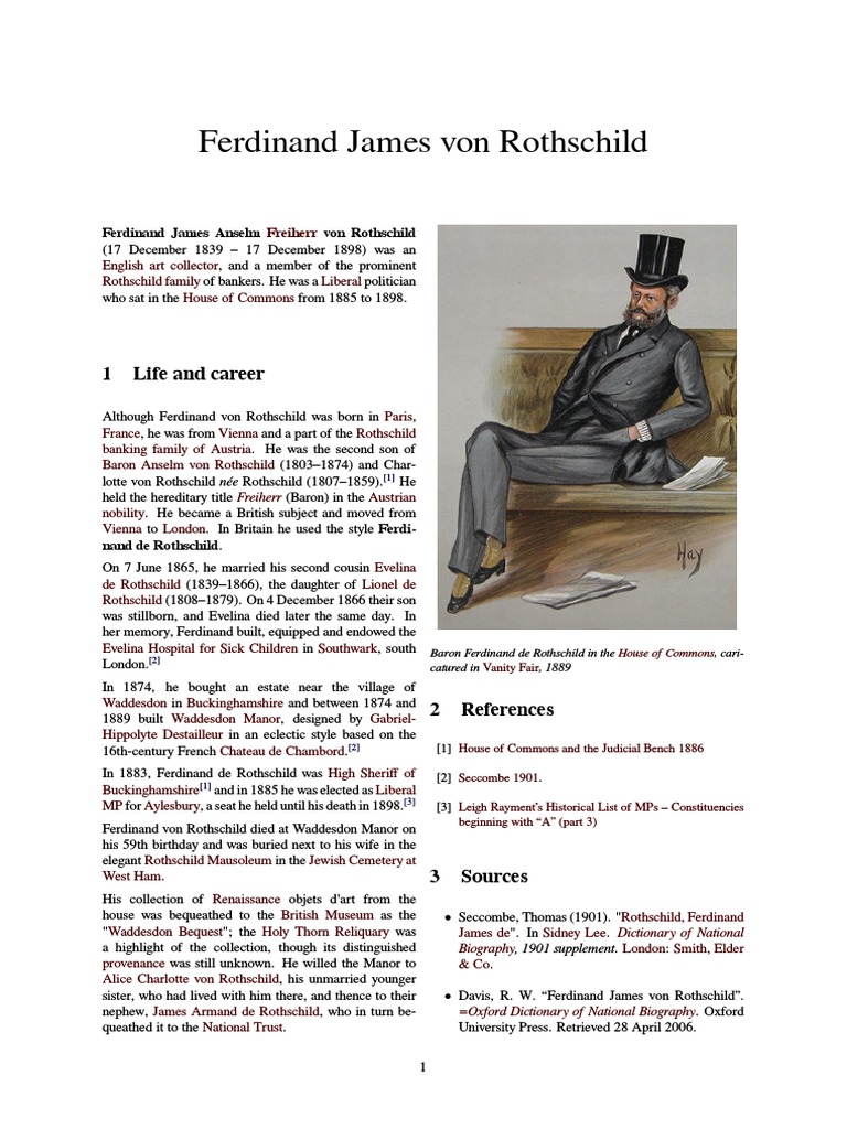 Ferdinand James Von Rothschild | PDF | Rothschild Family | Parliament