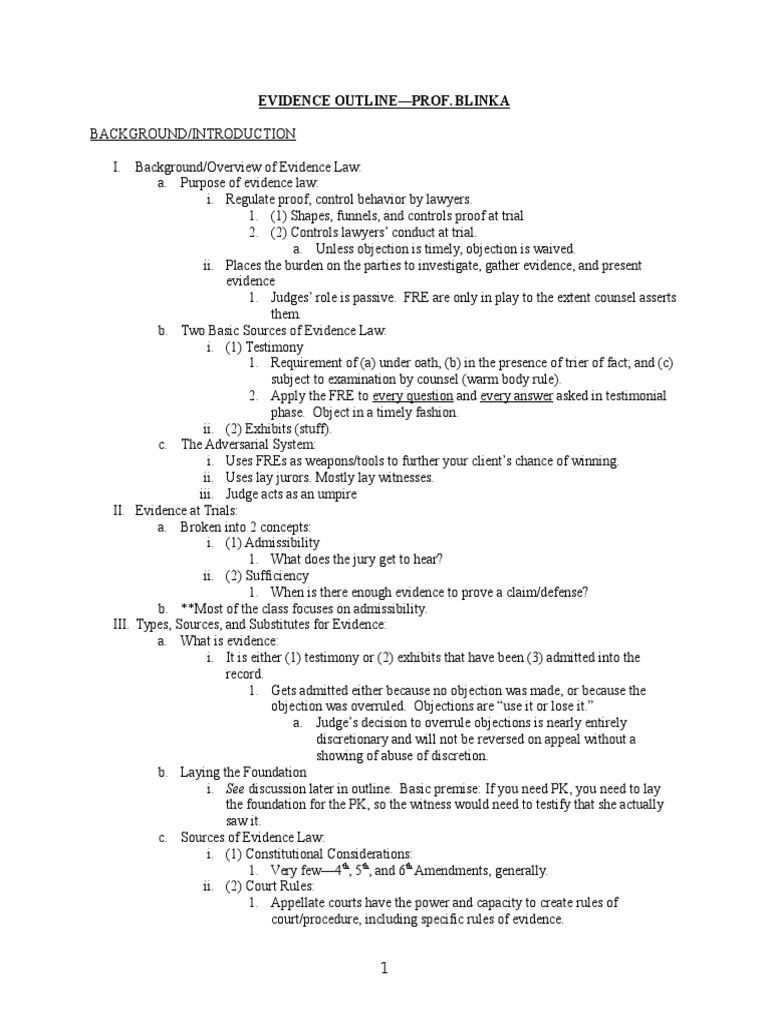 Evidence Law Outline | Evidence (Law) | Witness