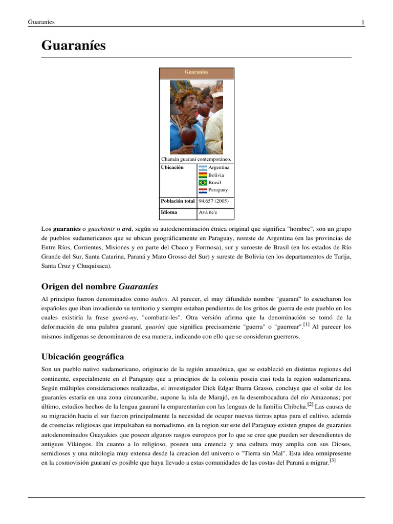 Historia y situación actual de los guaraníes | PDF