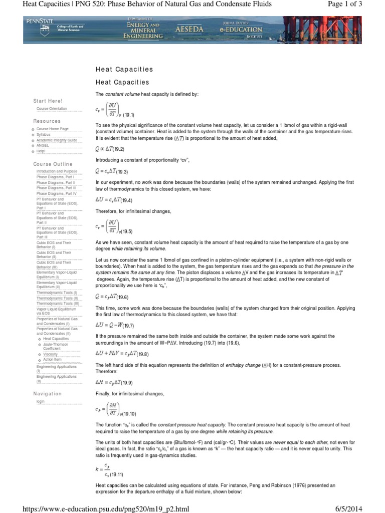 Heat Capacities Natural Gas and Condensate | PDF | Gases | Heat