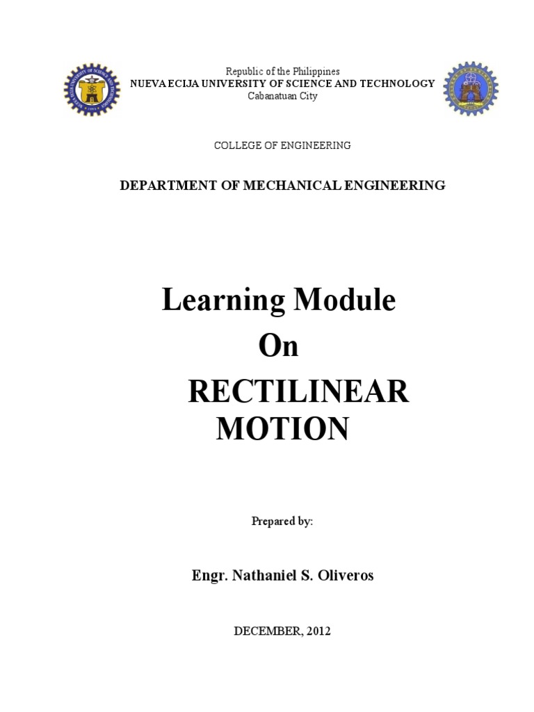 Rectilinear Motion Module | PDF | Momentum | Engineering