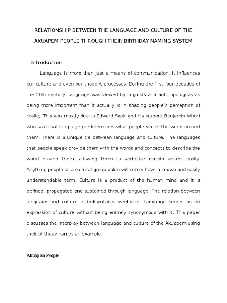 Language and Culture of Akuapem People | PDF | Semiotics | Emergence