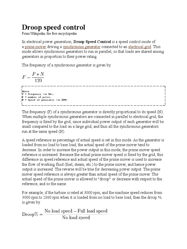 Droop Speed Control | PDF | Temporal Rates | Nature