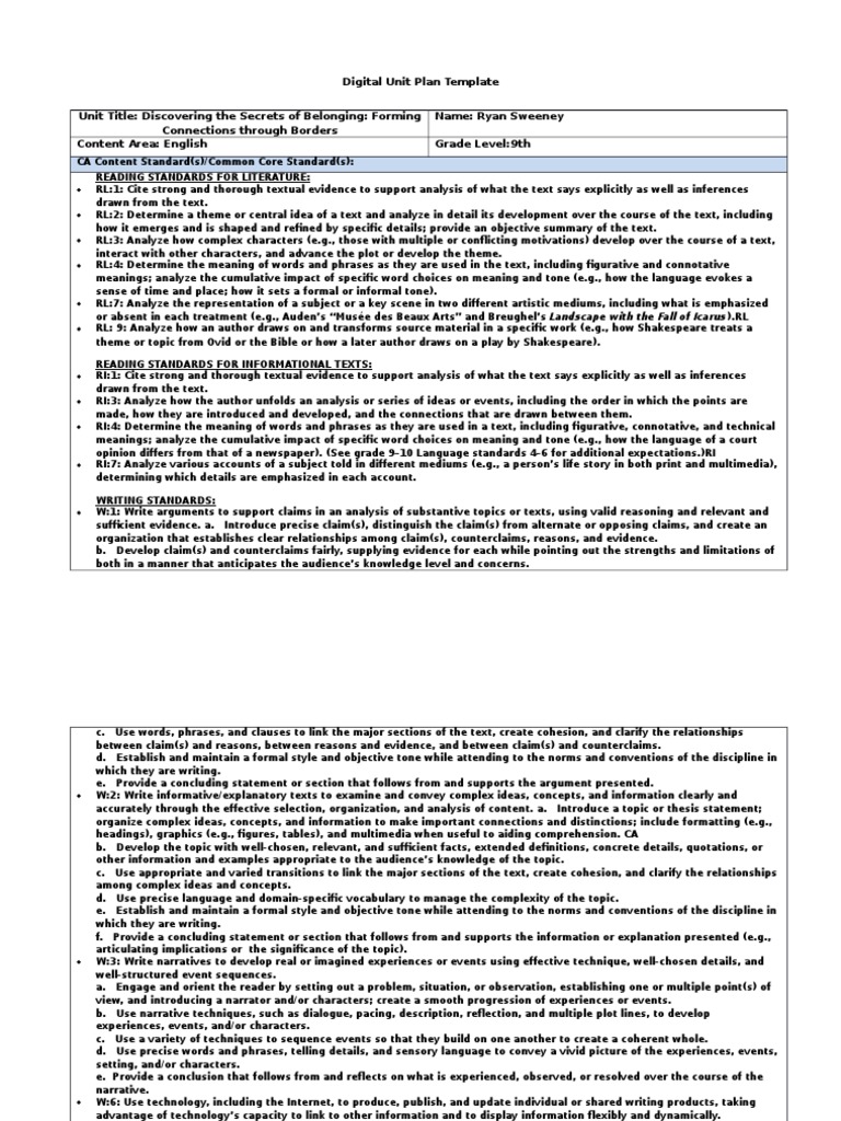 Digital Unit Plan Template | PDF | Identity (Social Science) | Concept