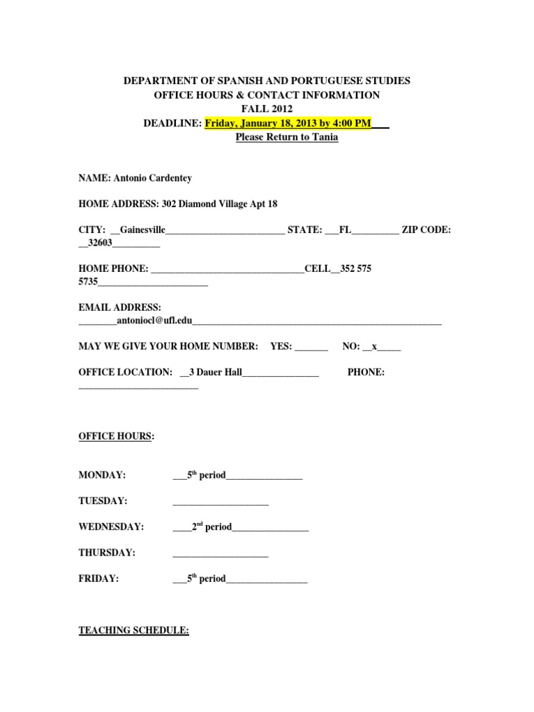 Office Hours Form | PDF | Career & Growth