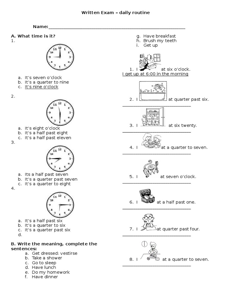 Daily-Routine - Time 7º Ano | PDF
