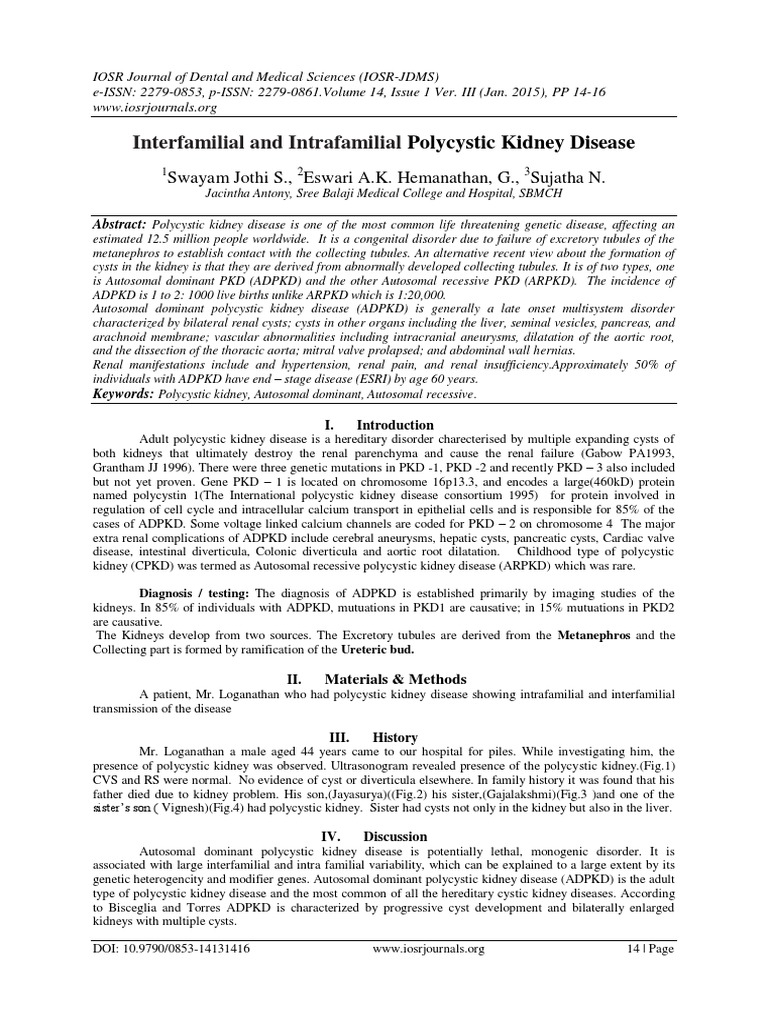 Interfamilial and Intrafamilial Polycystic Kidney Disease | PDF ...