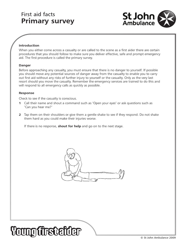 Sja Yfa Primary Survey First Aid Facts | First Aid | Cardiopulmonary Resuscitation