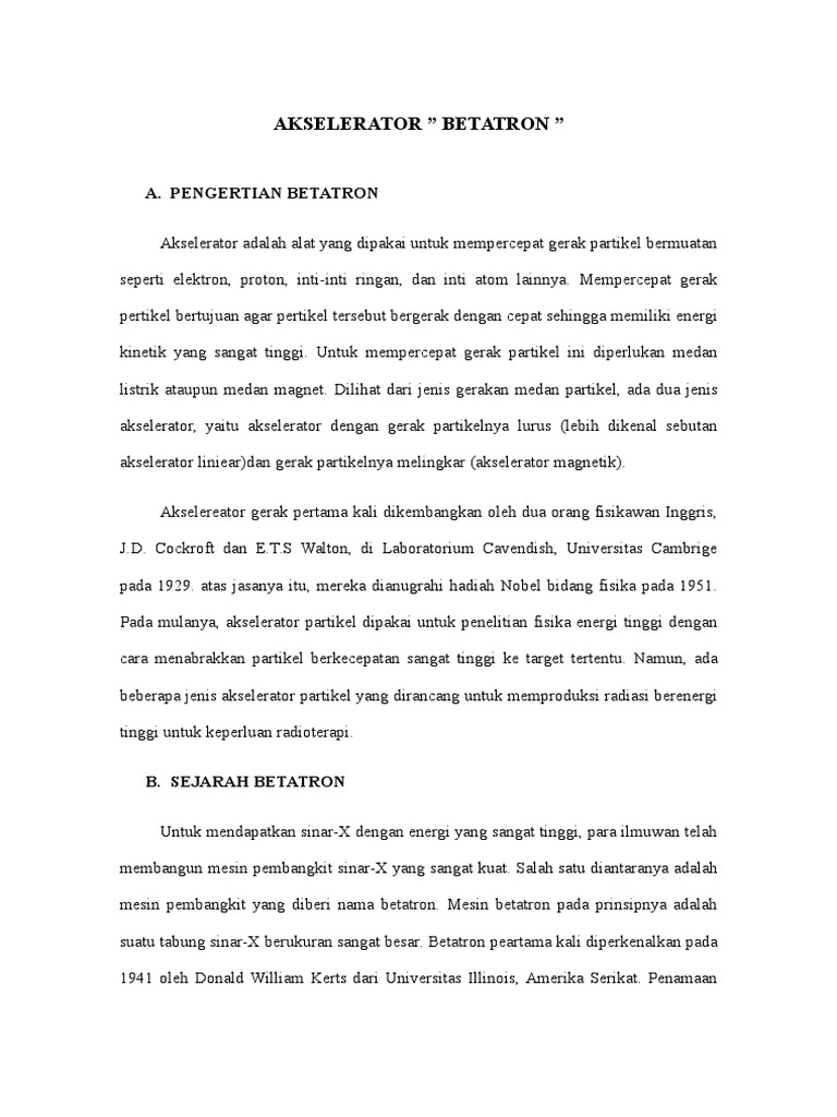 Prinsip dan Sejarah Betatron | PDF