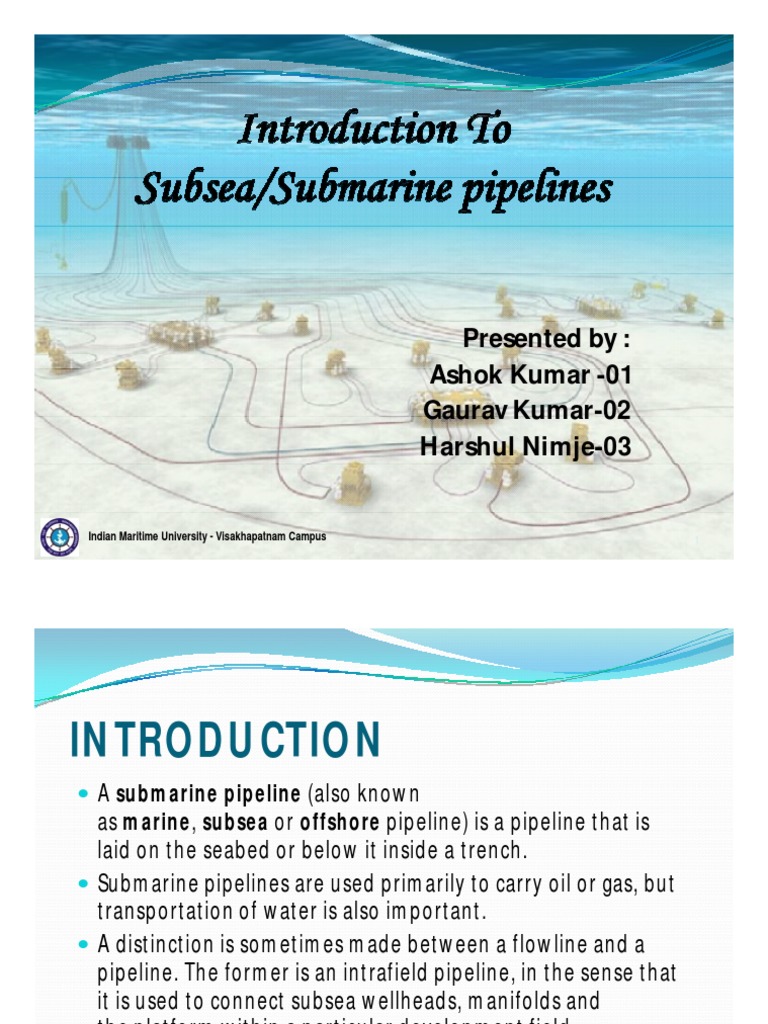 Introduction To Subsea Pipe Lines | PDF | Pipeline Transport | Pipe ...