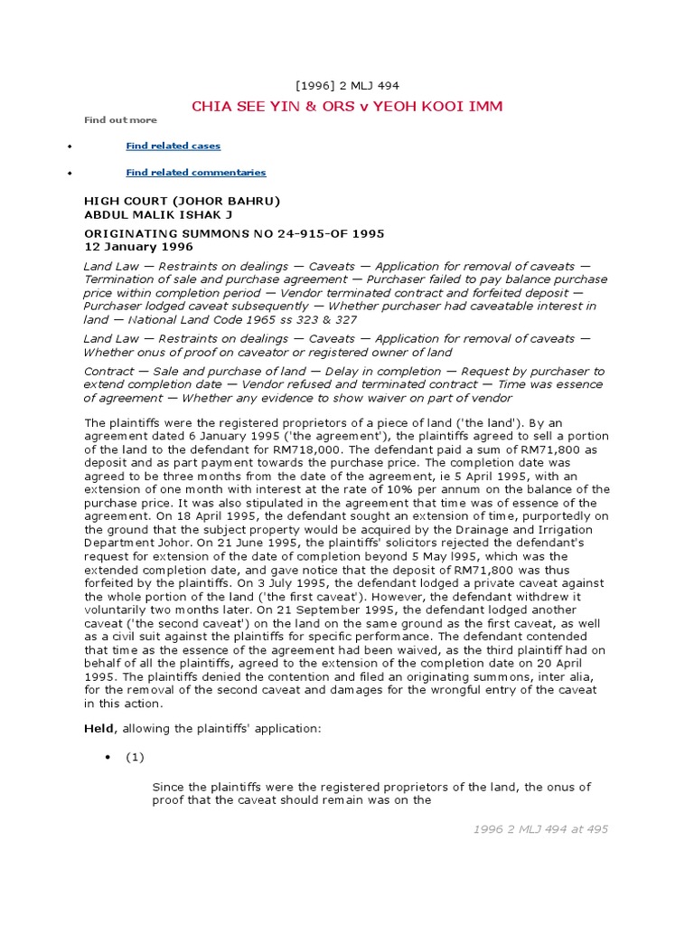 Chia See Yin | PDF | Precedent | Lawsuit