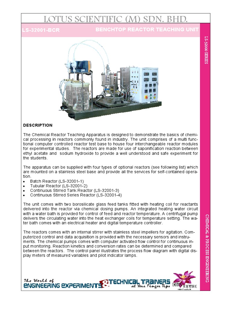 LS-32001-BCR Bench Top Chemical Reactors | PDF | Chemical Reactor ...