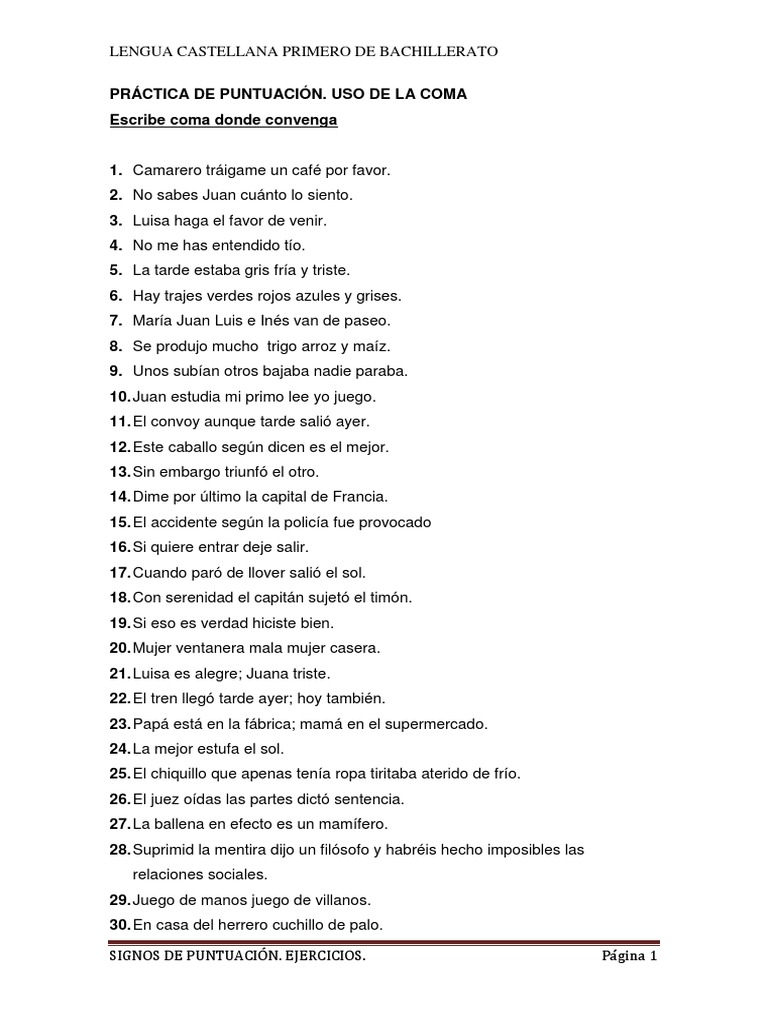 Práctica de Puntuación | PDF | Naturaleza