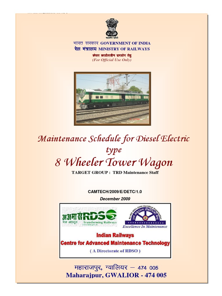 Maintenance Schedule For Diesel Electric Type 8 Wheeler Tower Wagon ...