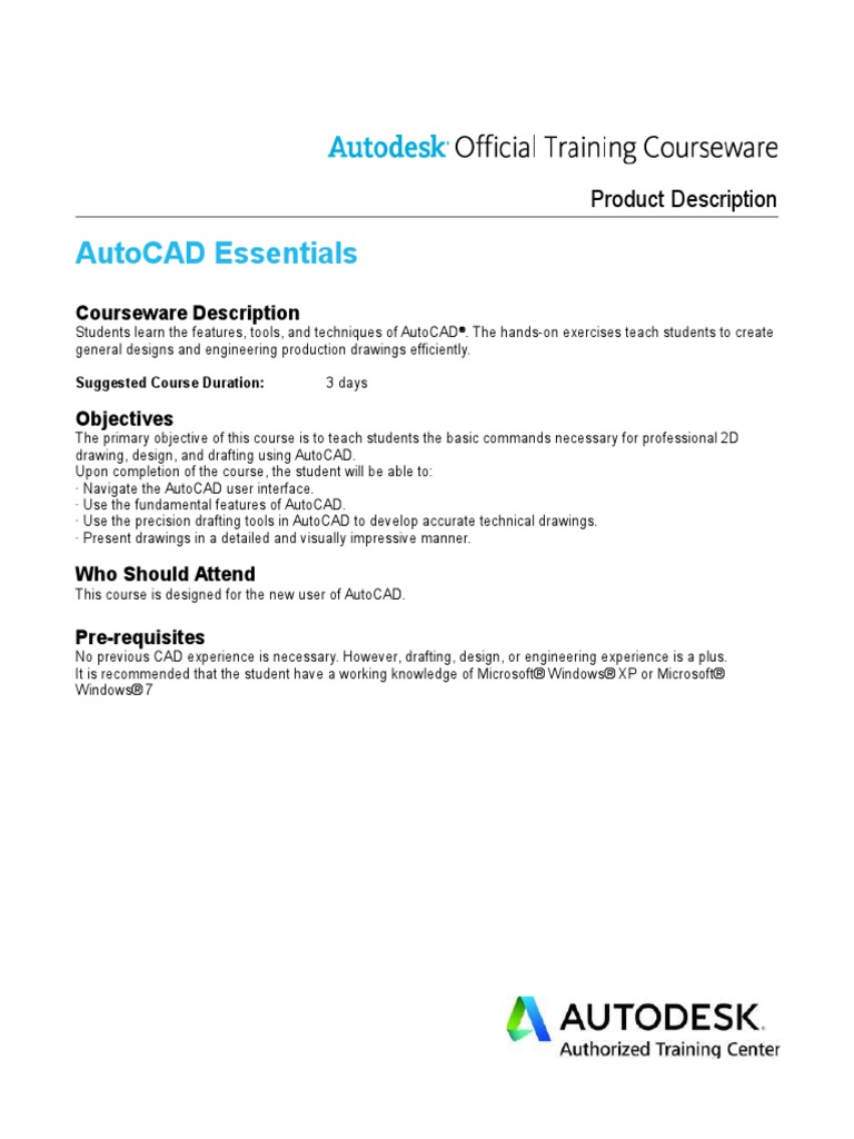 Autocad Essentials 2015 | PDF | Technical Drawing | Auto Cad