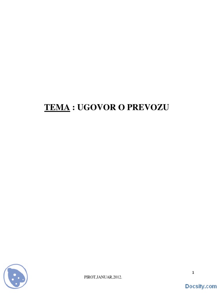 Ugovor o Prevozu-Seminarski Rad-Pravo PDF