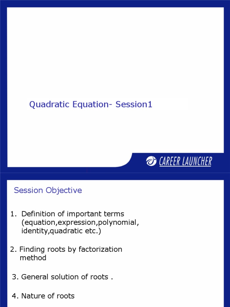 Quadratic Equations-1 | PDF | Quadratic Equation | Polynomial