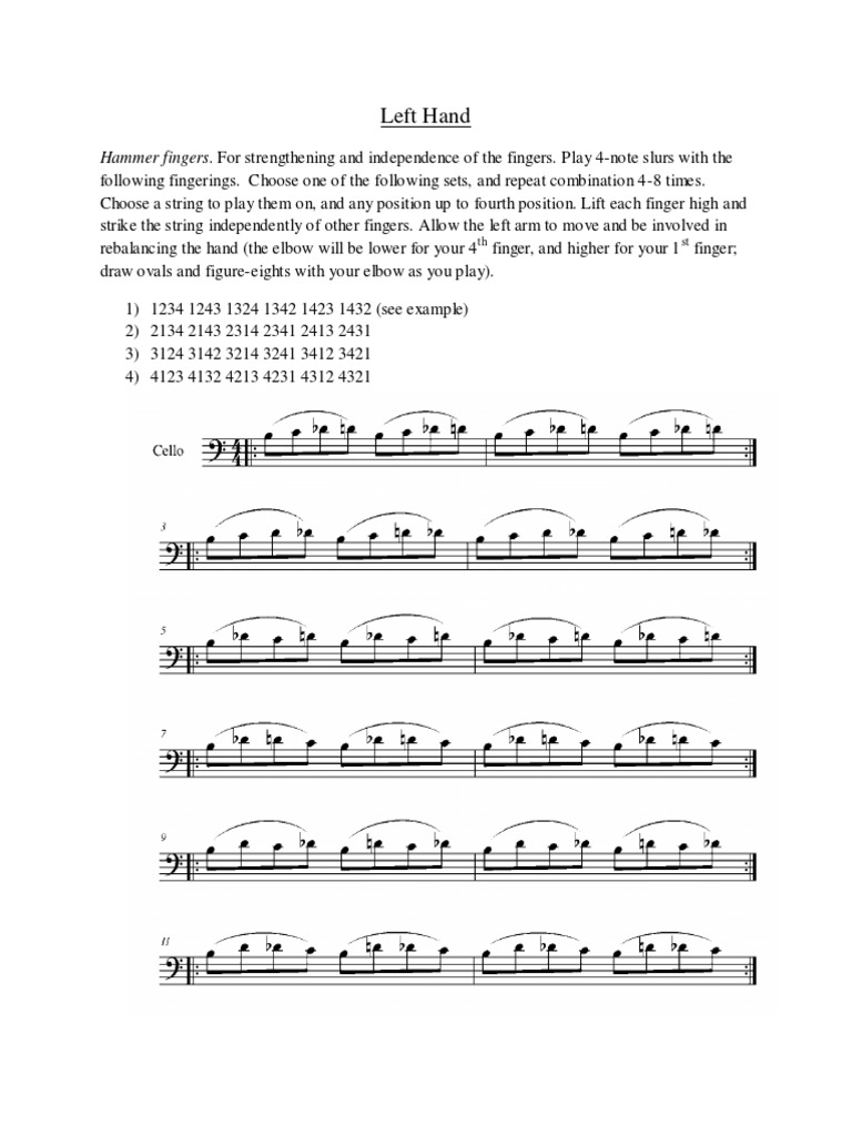 Cello Warm Ups | PDF | String Instruments | Cello