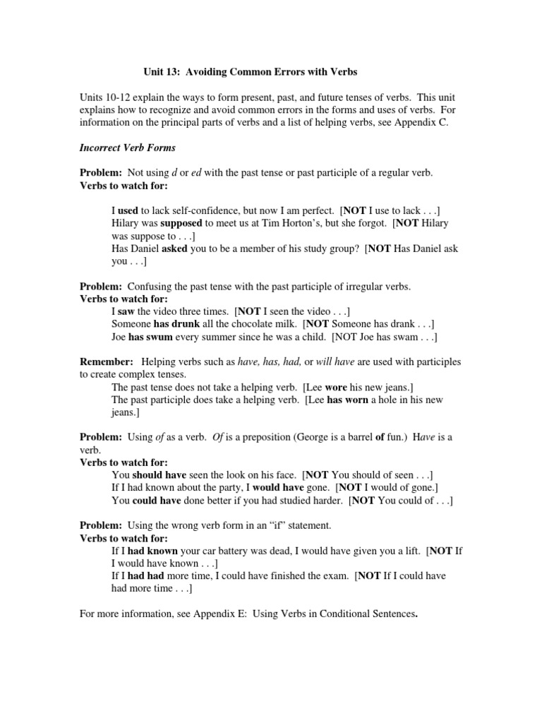 Common Verb Errors & Agreement Guide | PDF | Grammatical Number | Pronoun