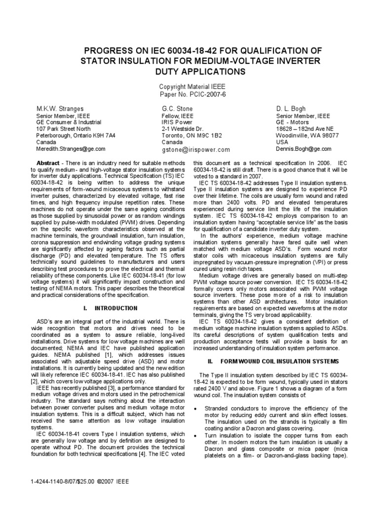 Progress On Iec 60034-18-42 | PDF | Power Inverter | Insulator ...