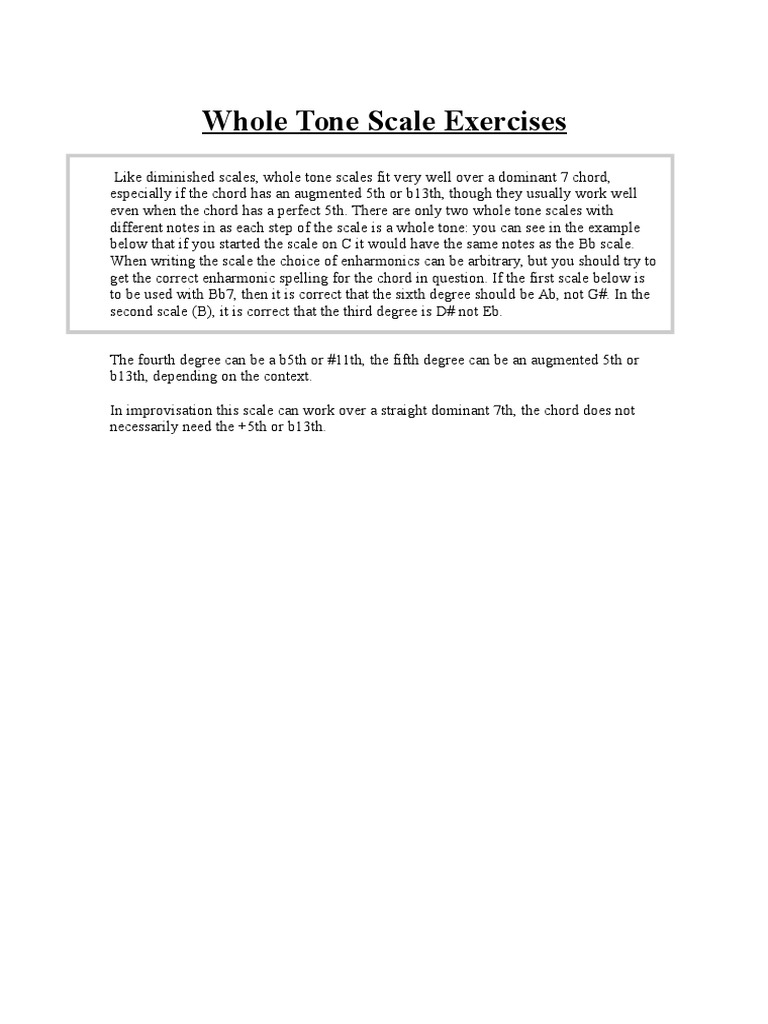 Whole Tone Scale Exercises | PDF
